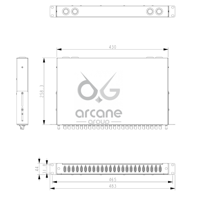 Sliding Shelf 1U – 24 Ports (No Coupler) – Arcane Group